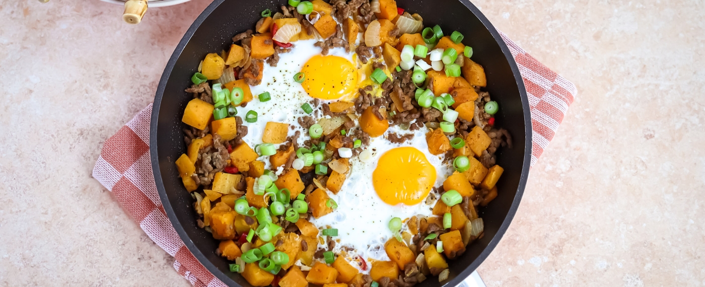 Pompoenpannetje met gehakt & ei