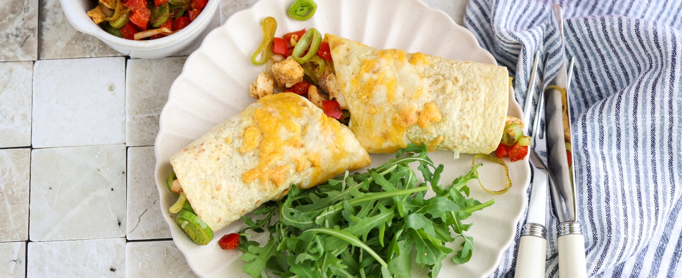 Makkelijke enchilada met paprika, prei & kip